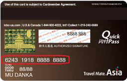 Card number located on back of your credit card.